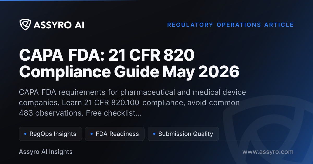CAPA FDA: 21 CFR 820 Compliance Guide May 2026 | Assyro AI