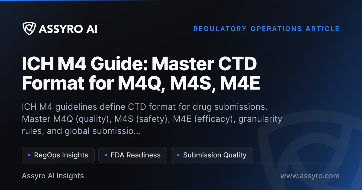 ICH M4 Guide: Master CTD Format for M4Q, M4S, M4E | Assyro AI