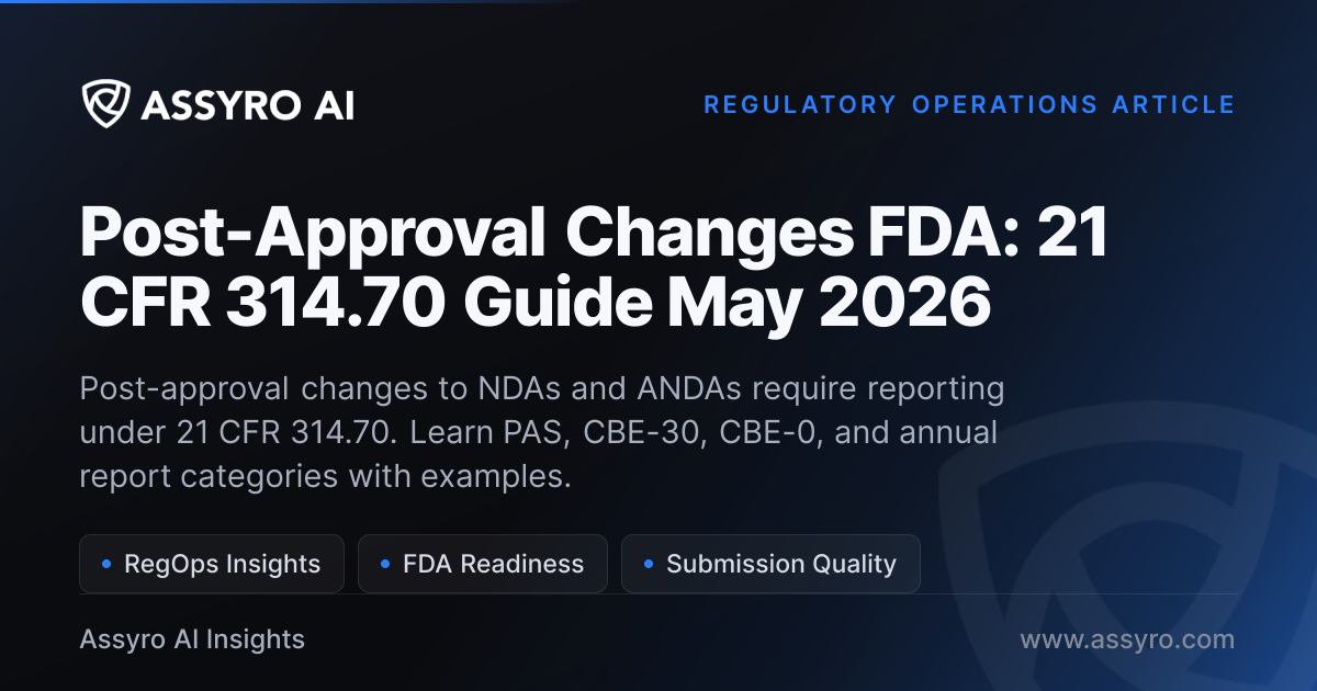 Post-Approval Changes FDA: 21 CFR 314.70 Guide May 2026 | Assyro AI